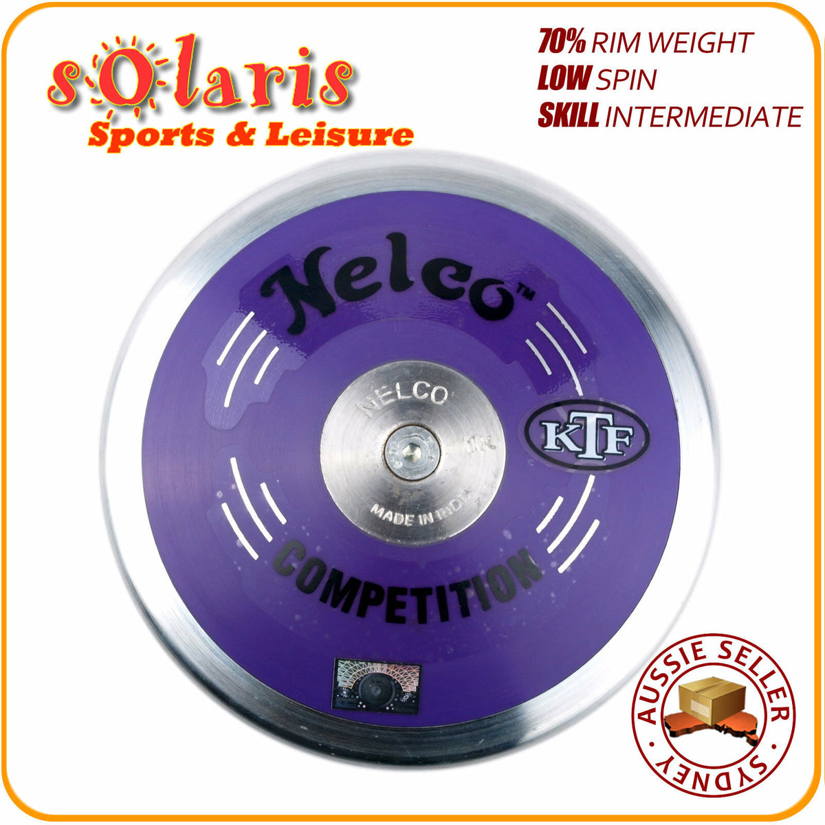 NELCO Purple Low Spin Discus 70% Rim Weight – Solaris Sports & Leisure