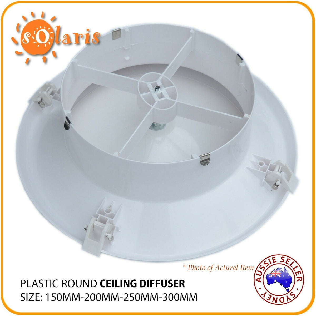 ABS Plastic Round Ceiling Cone Diffuser Grill Vent 150mm/200mm/250mm/3 ...