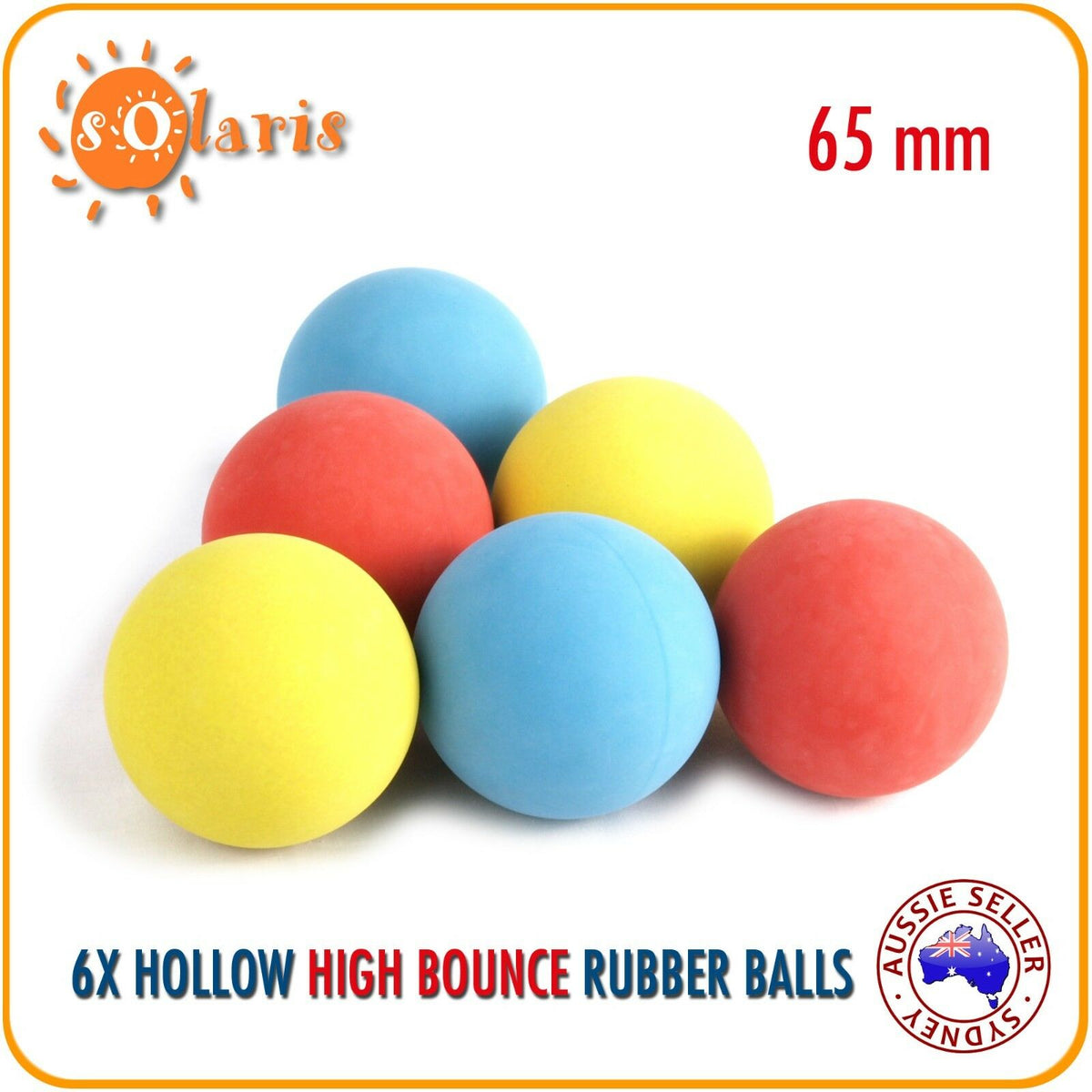 6x Rubber Dog Fetch Balls High Bounce Pet Toy Ball Medium 2.5 in 65mm ...