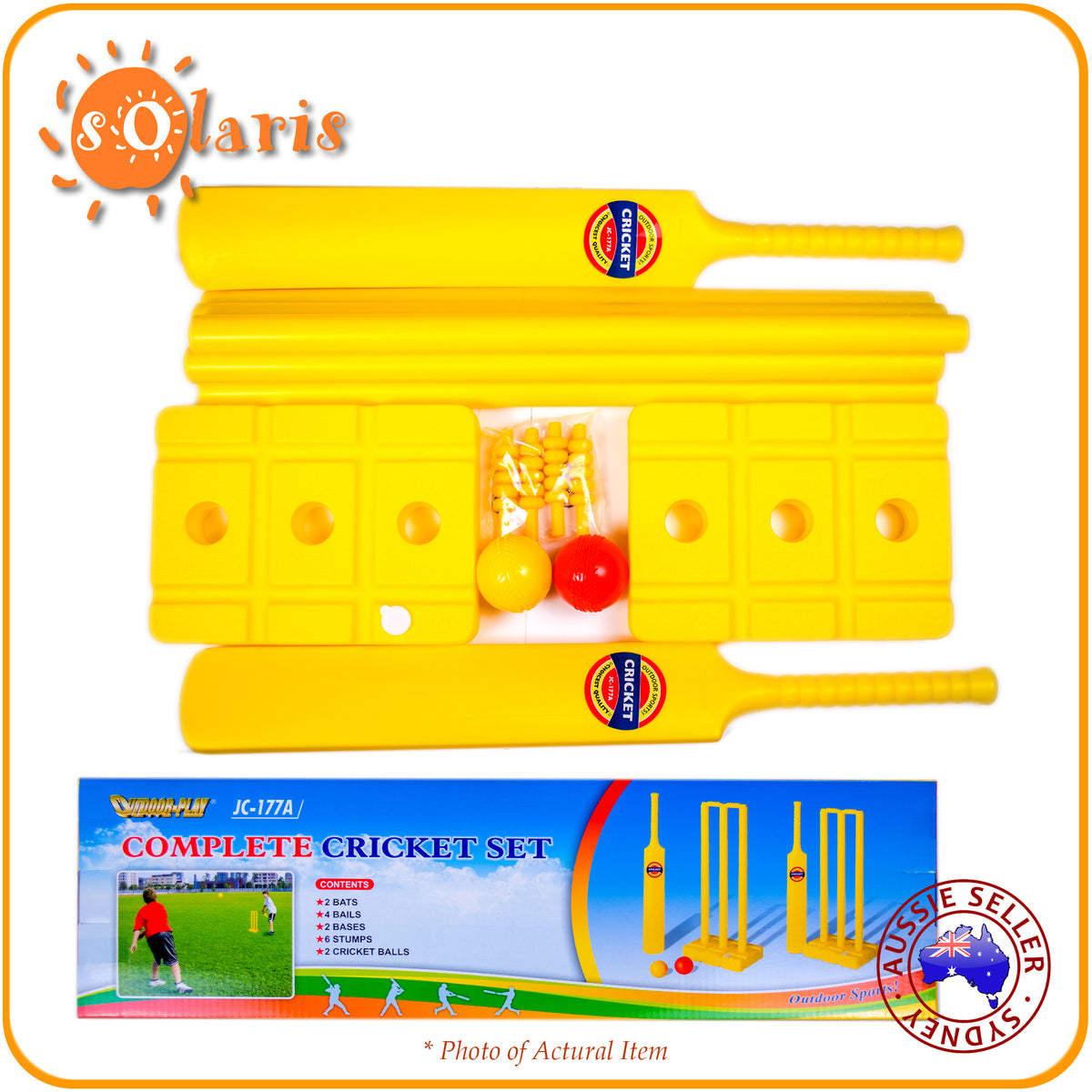 OUTDOOR PLAY Complete Cricket Set Junior 2-Player Plastic Backyard Cri ...